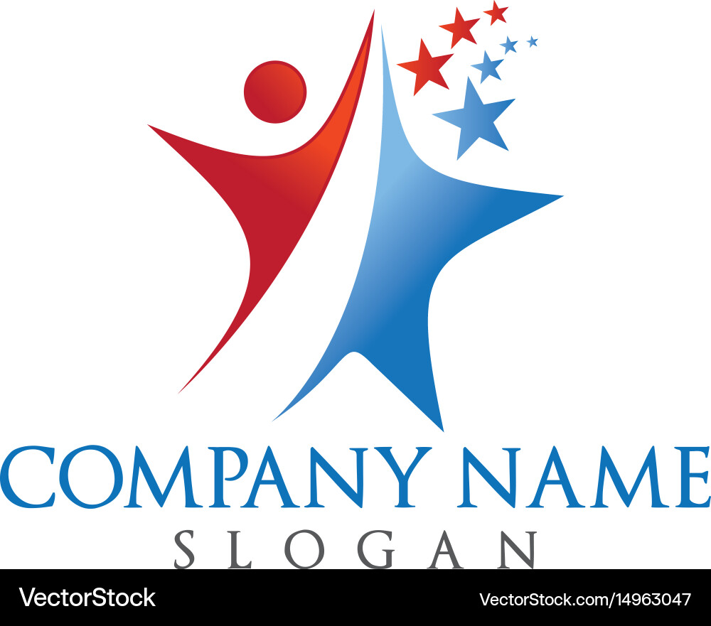 Human Star Logo - Achievement & Growth Vector Image