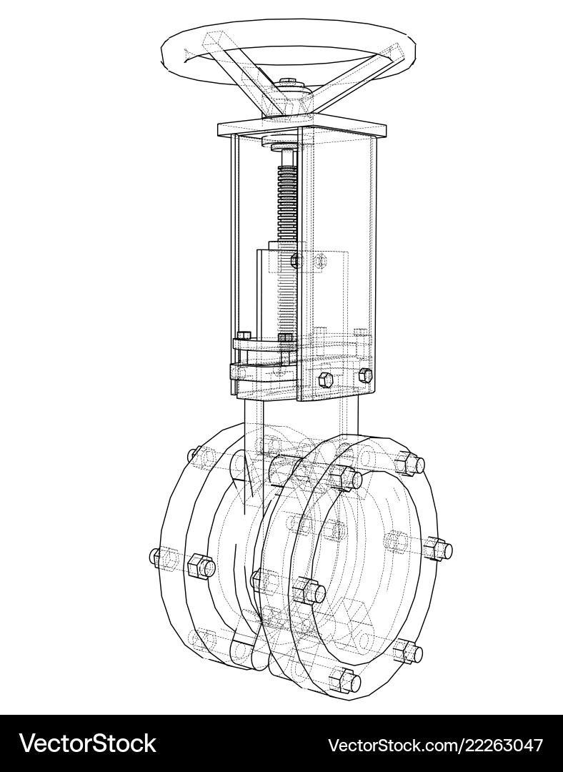 Industrial Gate Valve Blueprint Royalty Free Vector Image