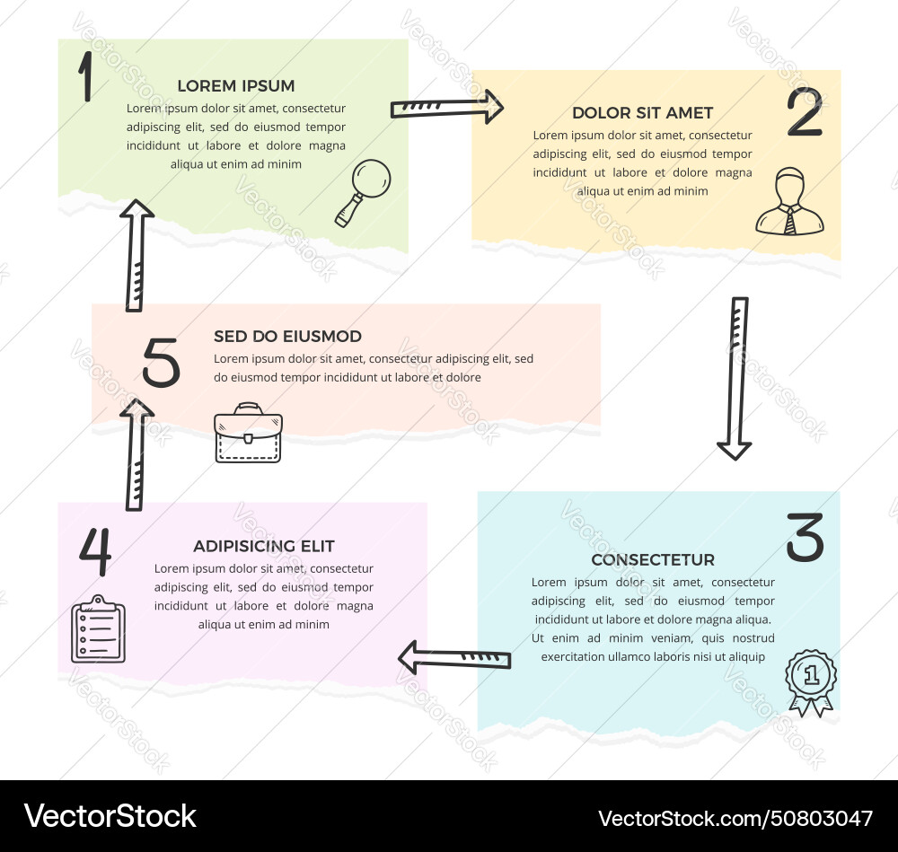 Infographic template with 5 elements paper Vector Image