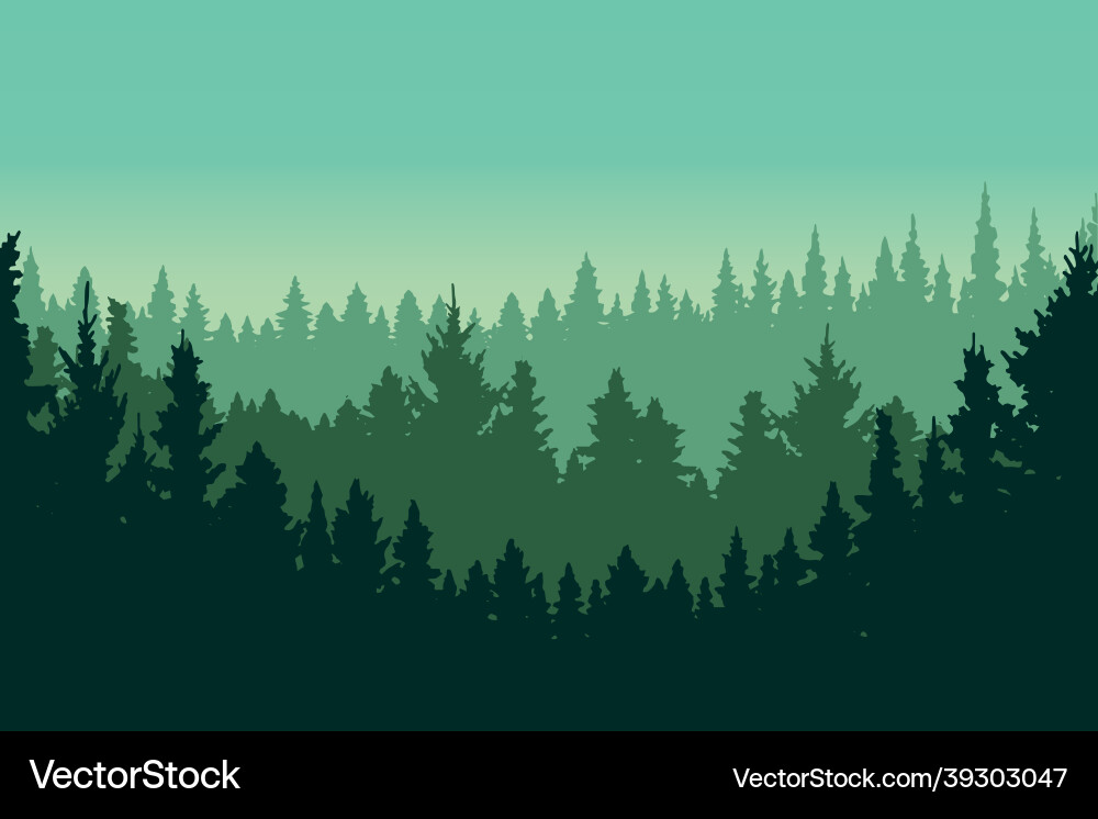 Pine forest silhouette Royalty Free Vector Image