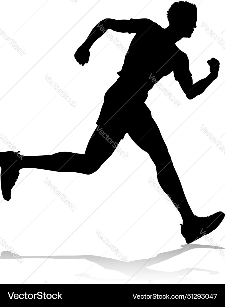 Runner racing track and field silhouette Vector Image