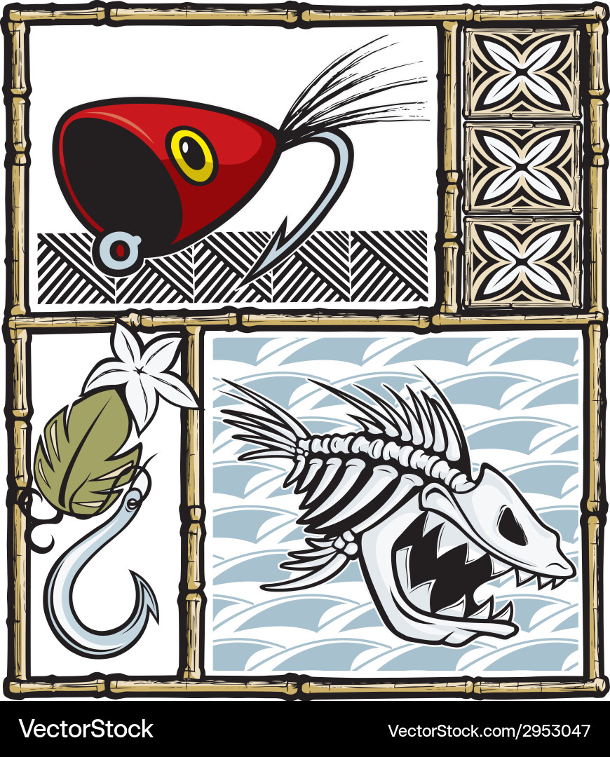 Tiki fishing Royalty Free Vector Image - VectorStock