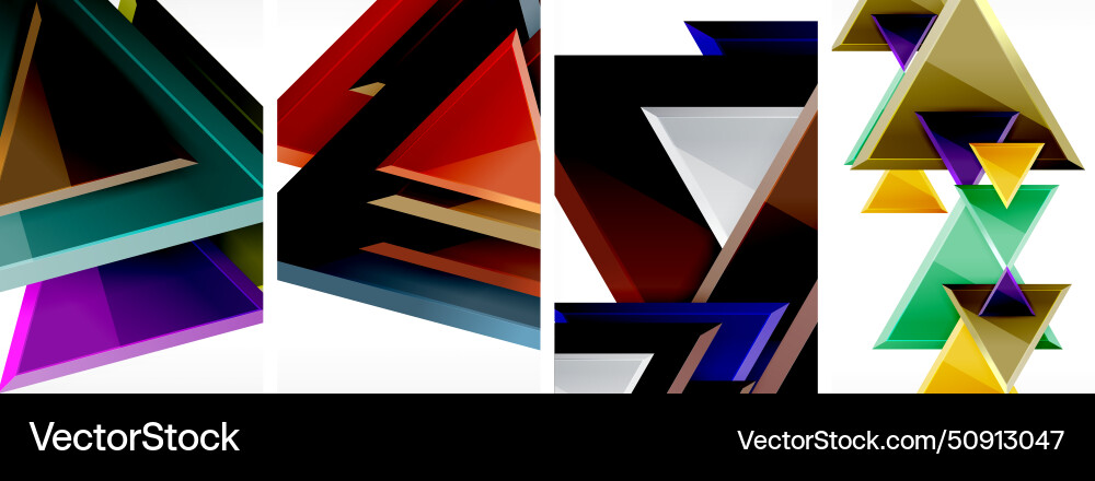 Triangle composition poster background set Vector Image