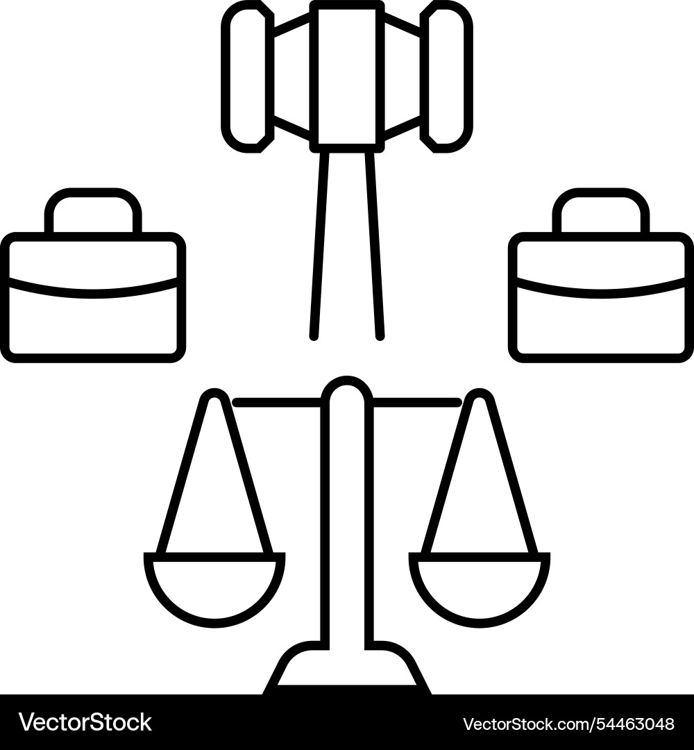 Business litigation corporate law line icon Vector Image