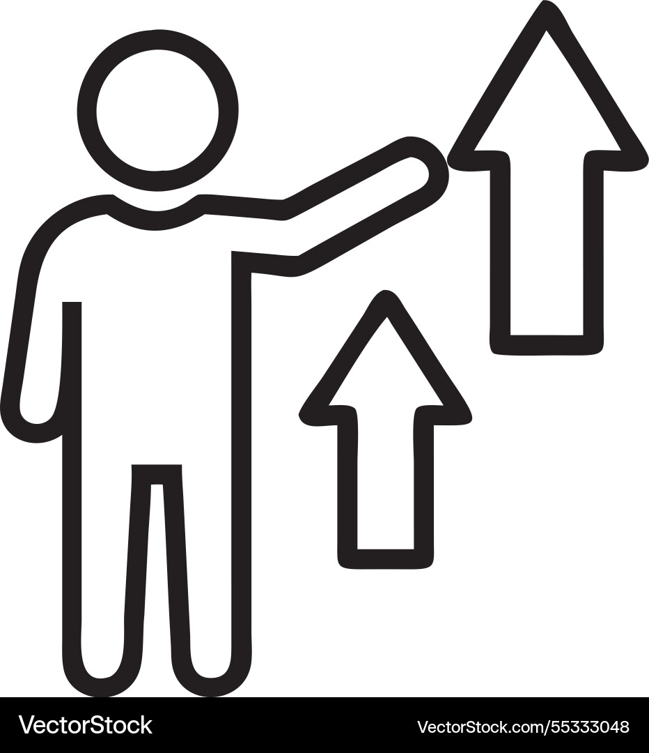 Employee pointing arrow indicating upskill Vector Image