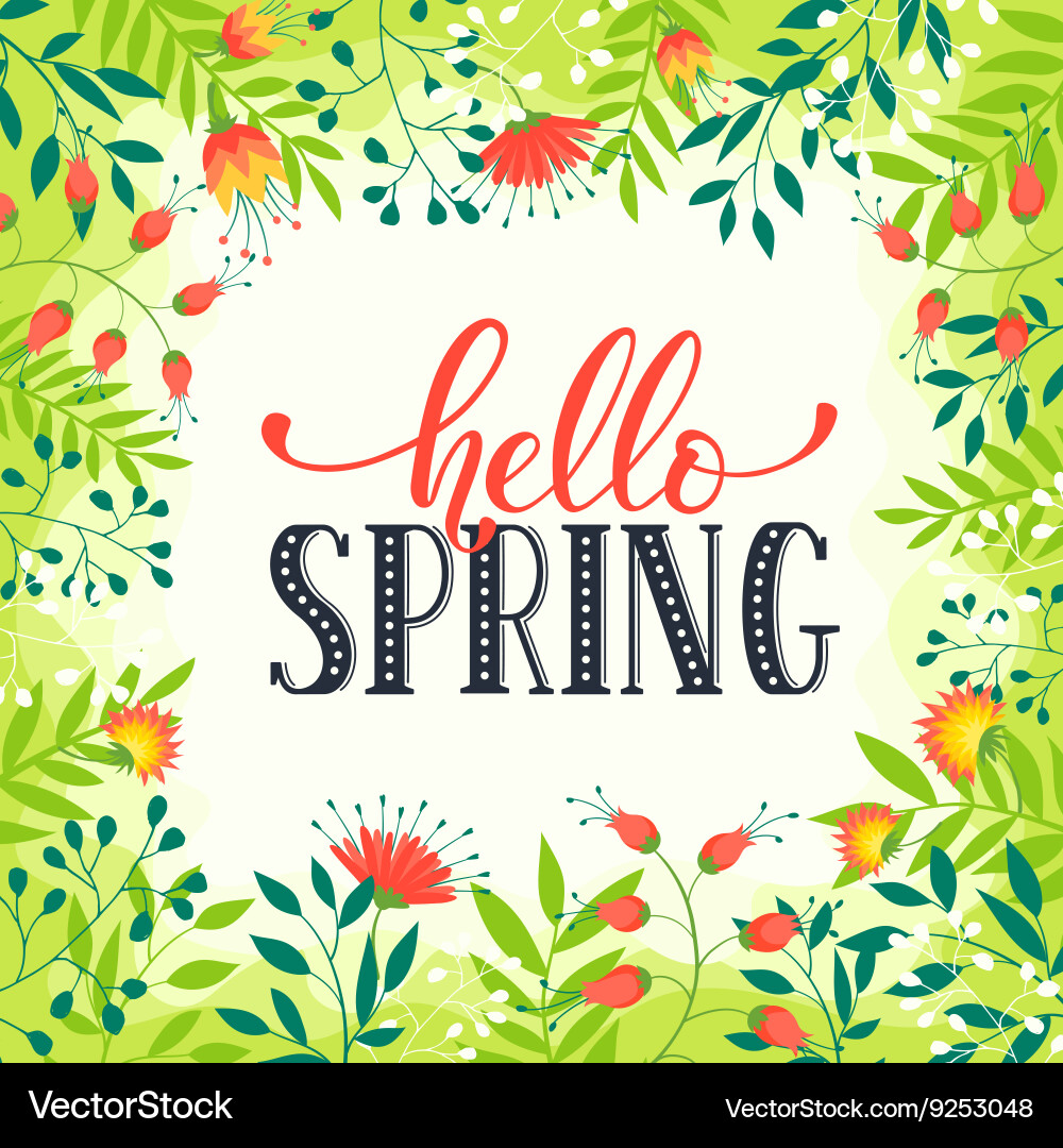 Hello spring card Royalty Free Vector Image - VectorStock