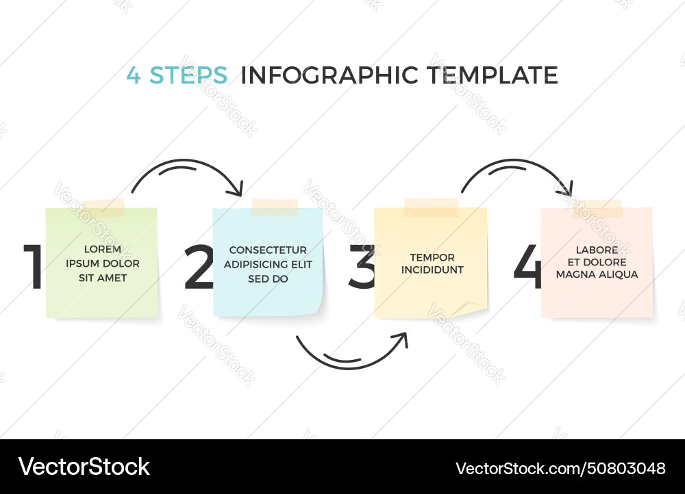 Infographic template with 4 steps paper notes Vector Image