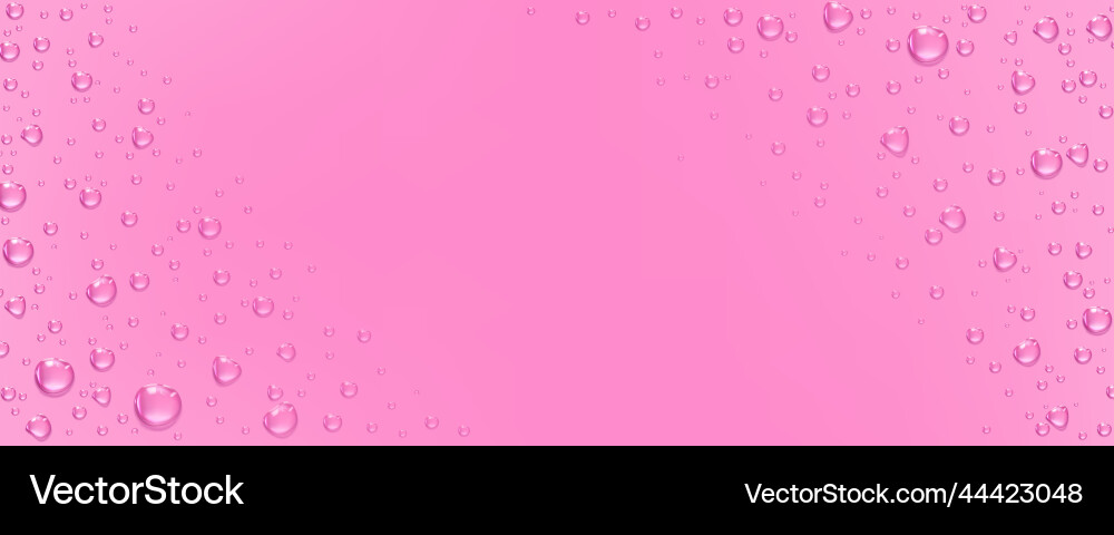Realistic water drops on pink background Vector Image