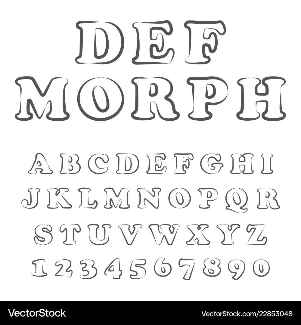 Stylized bold font and alphabet Royalty Free Vector Image