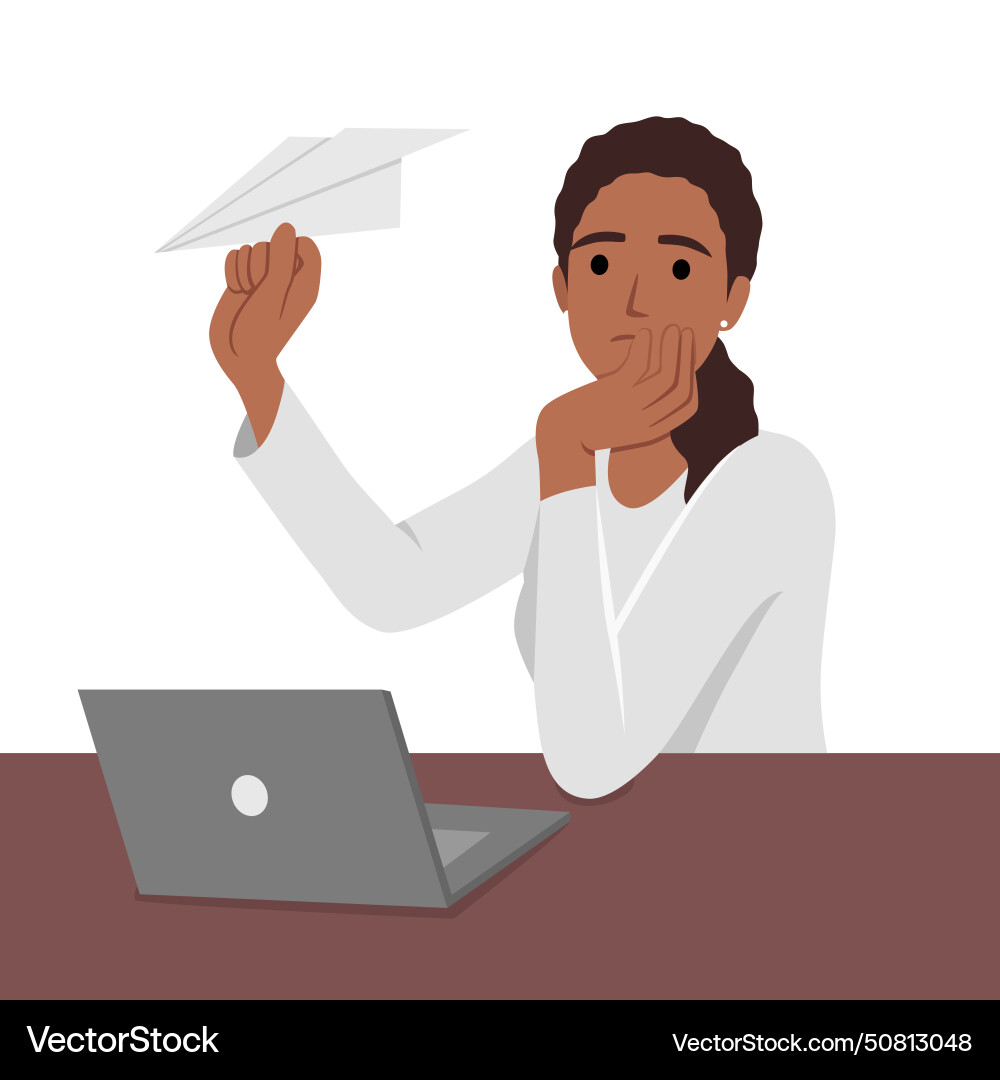 Unmotivated woman freelancer procrastinating Vector Image