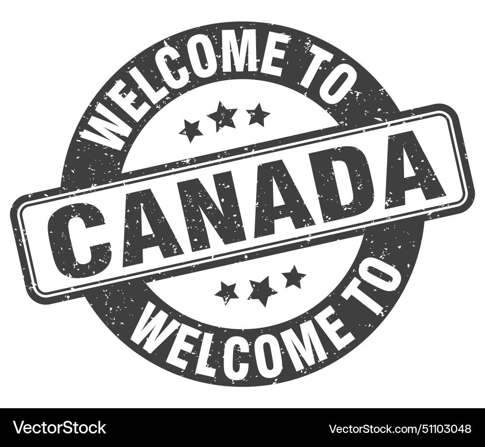 Welcome to canada stamp round sign Royalty Free Vector Image
