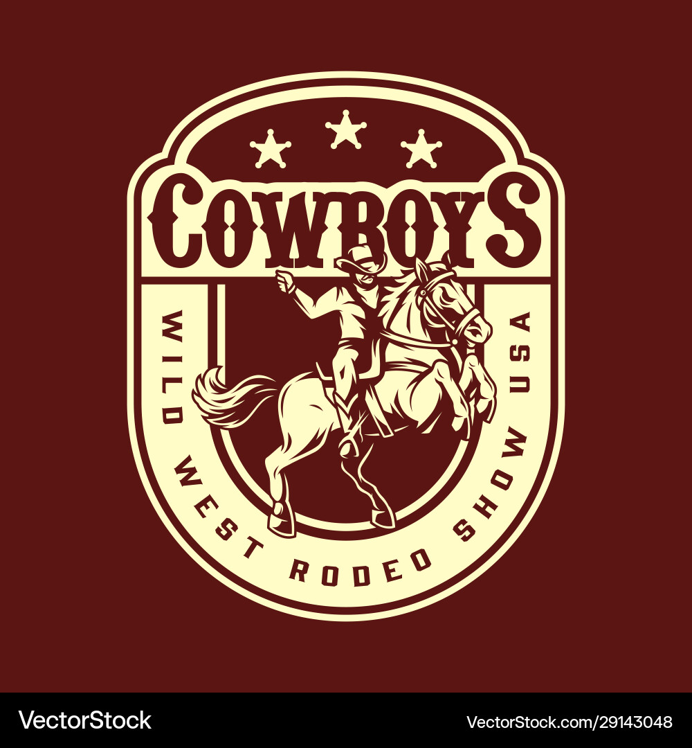 Wild west rodeo show vintage badge Royalty Free Vector Image