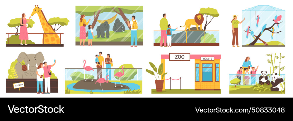 Zoo compositions set Royalty Free Vector Image