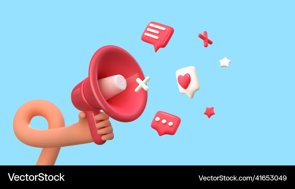 3d cartoon hand holding loudspeaker Royalty Free Vector