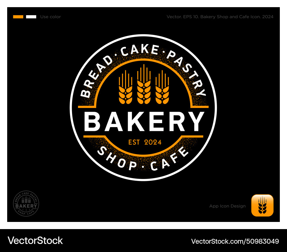 Bakery emblem identity text and three spikelets Vector Image