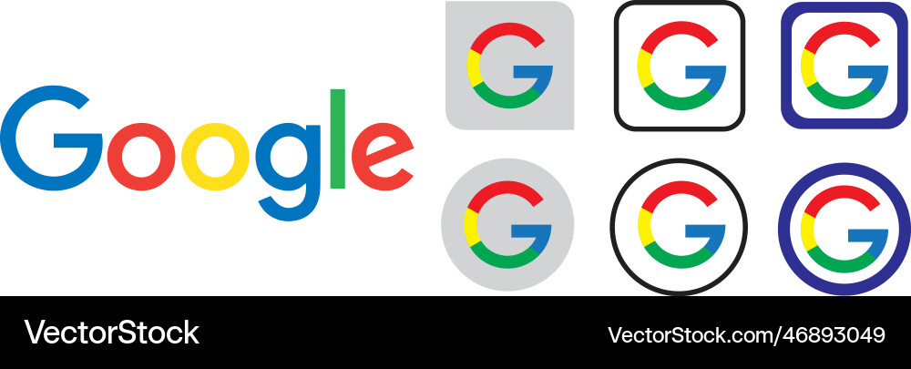 Collection of google logos printed on white paper Vector Image