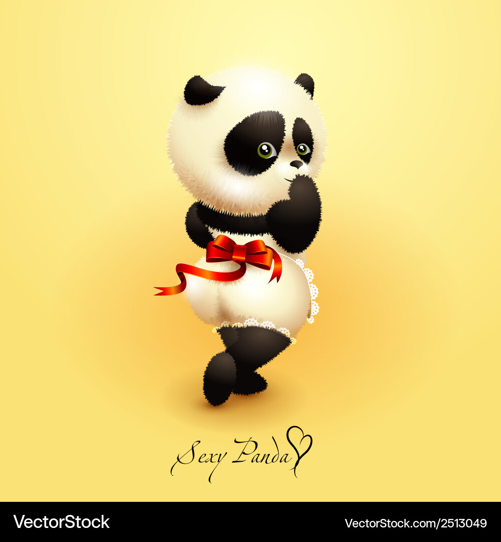 Cute Panda with Bow Royalty Free Vector Image - VectorStock