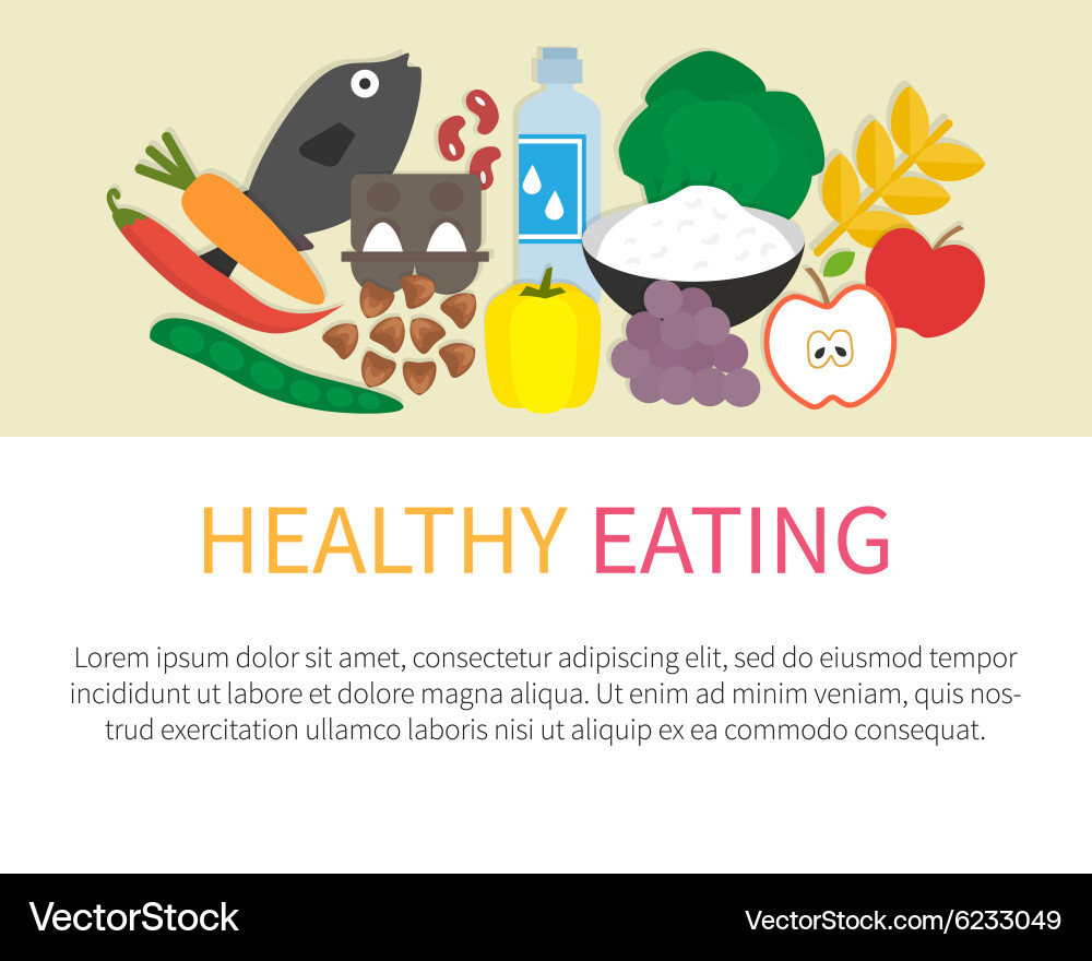 Fresh Food & Healthy Eating Banner Royalty Free Vector