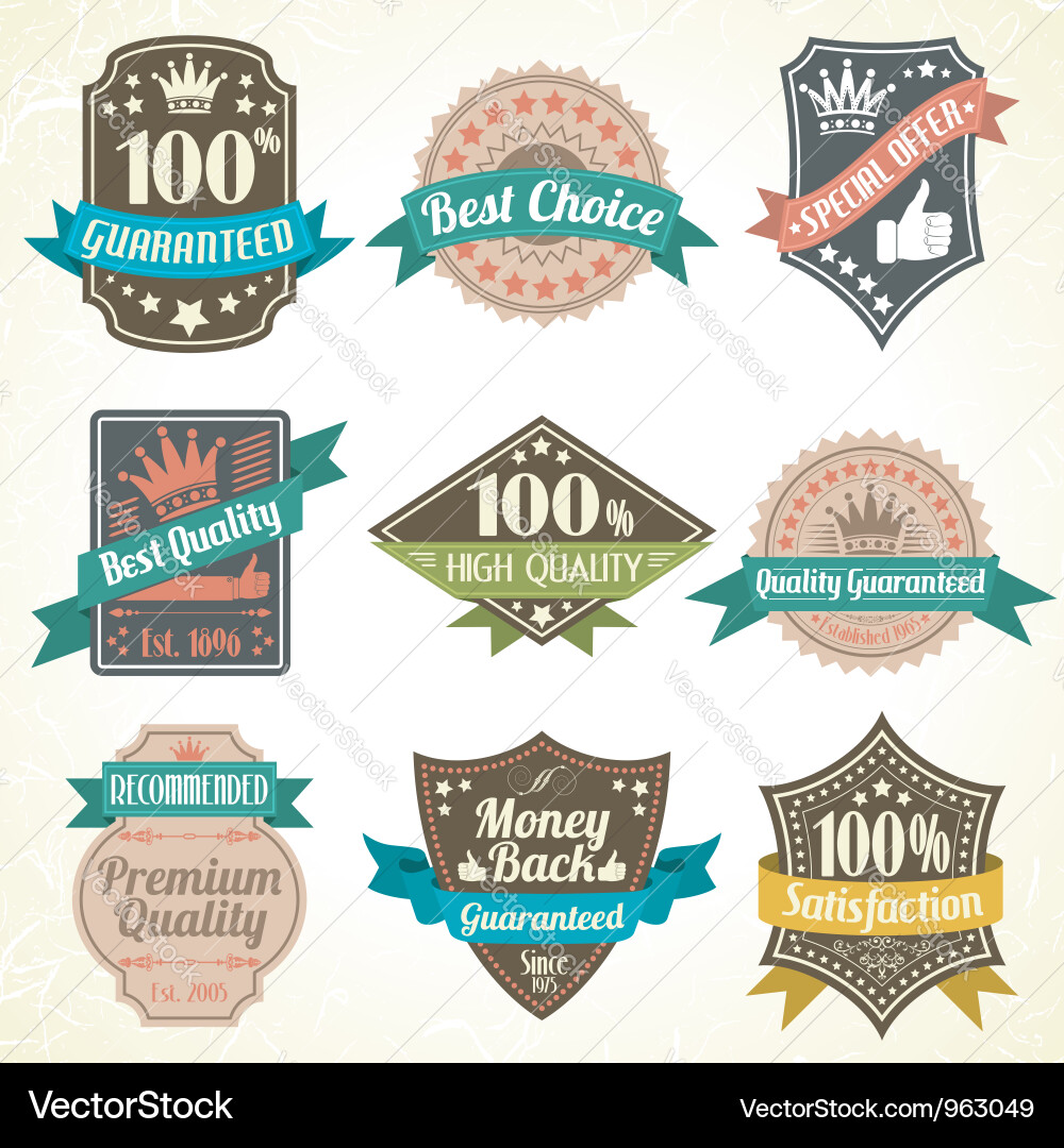 Quality and guarantee labels Royalty Free Vector Image