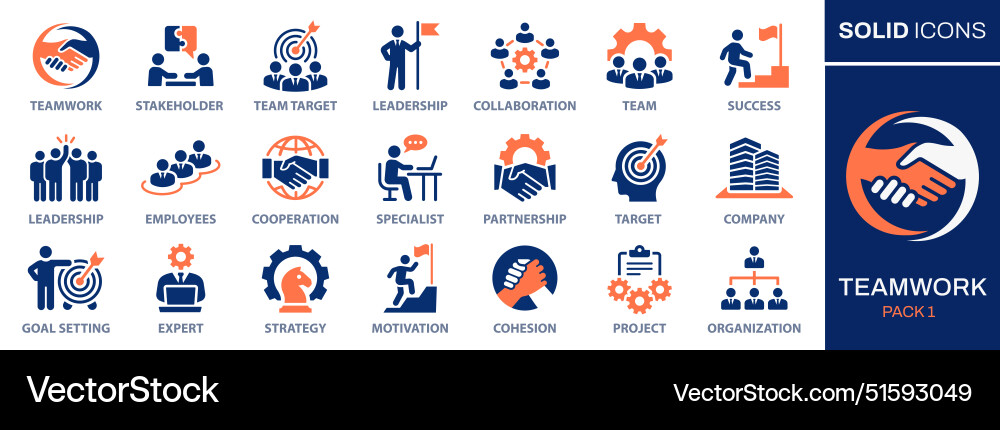Teamwork icon set collection of cooperation team Vector Image