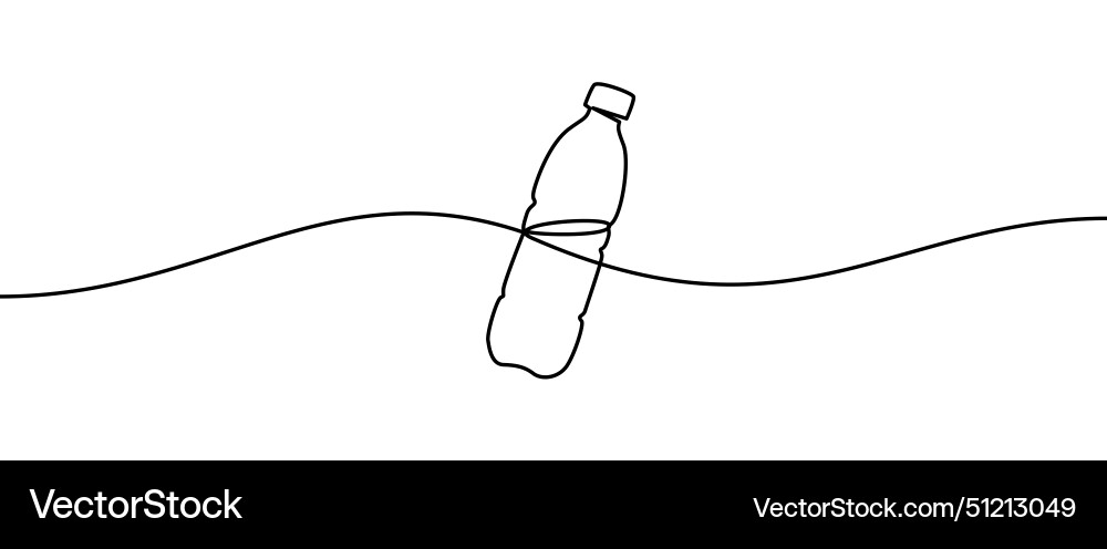 Water bottle drawing by continuos line thin Vector Image
