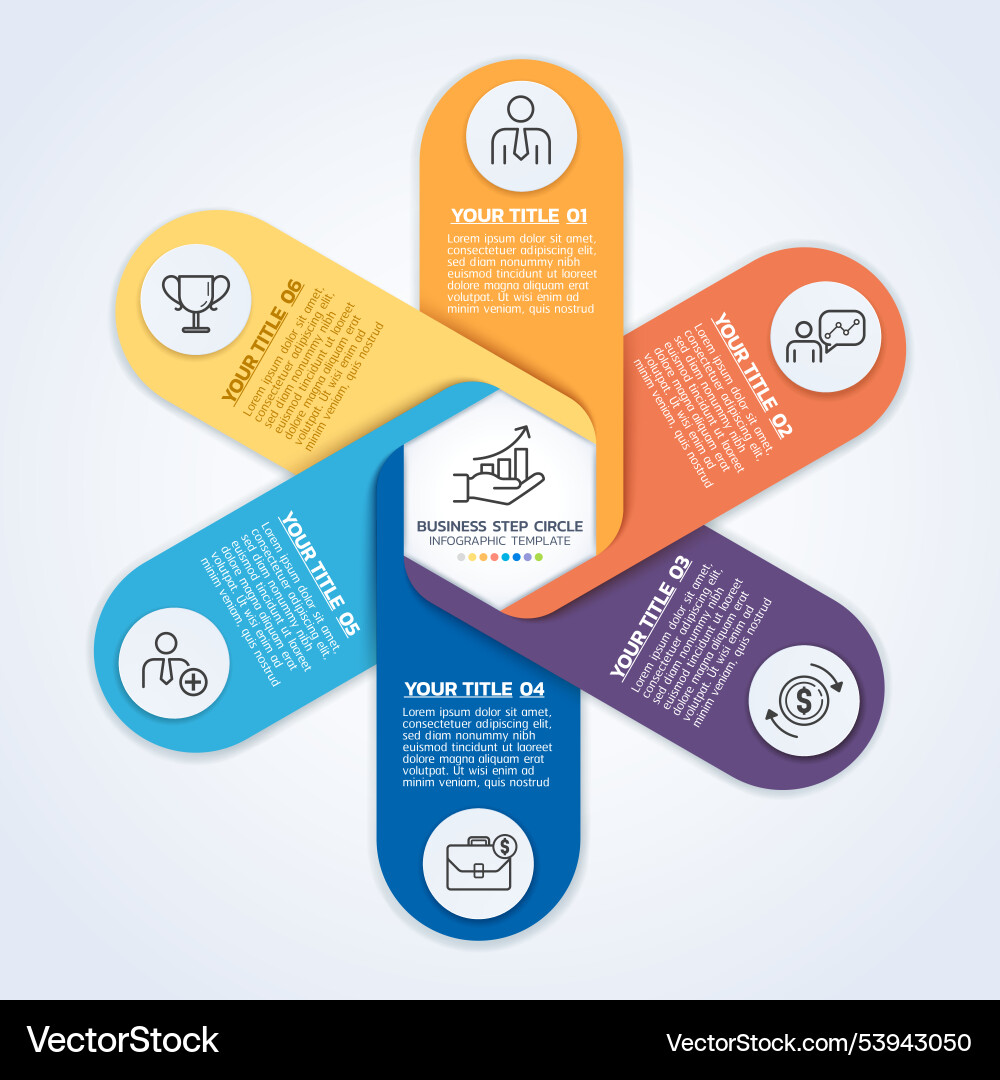 6 step business infographic diagram template Vector Image