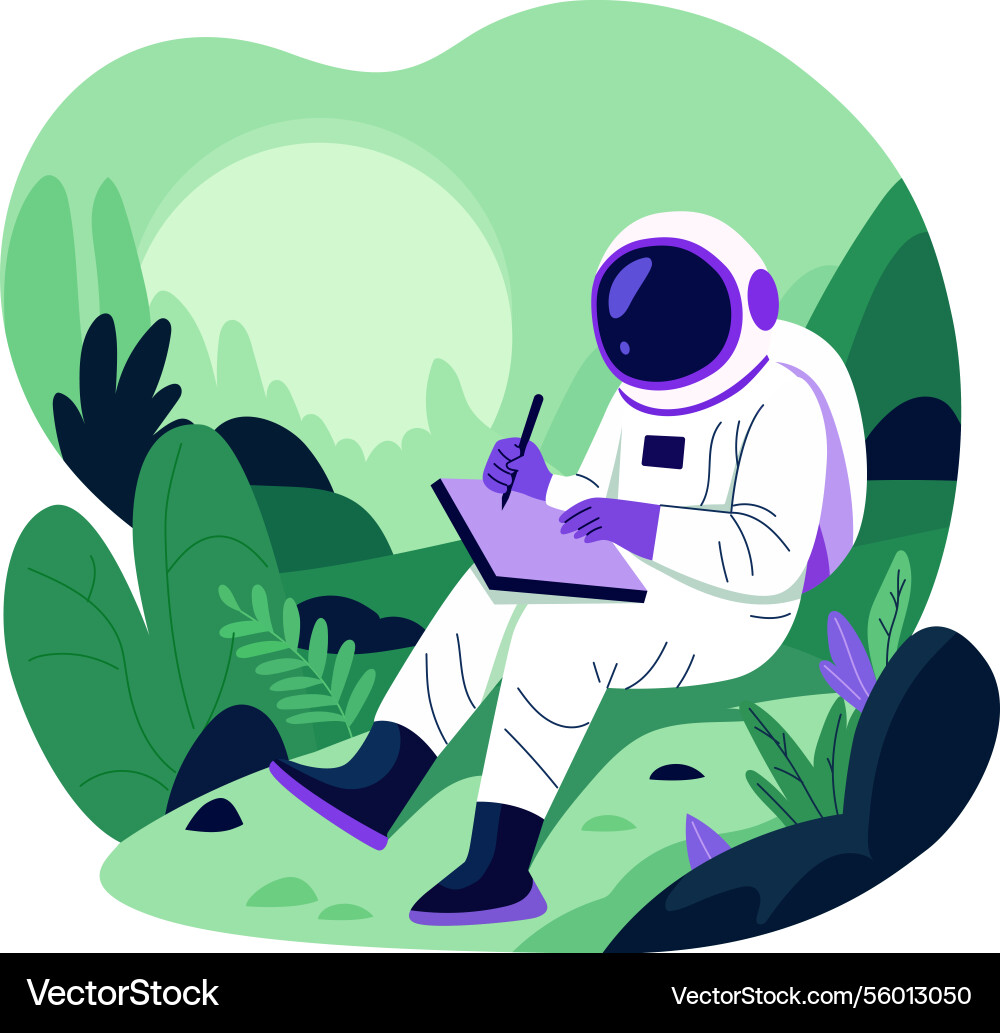 Astronaut writing Royalty Free Vector Image - VectorStock
