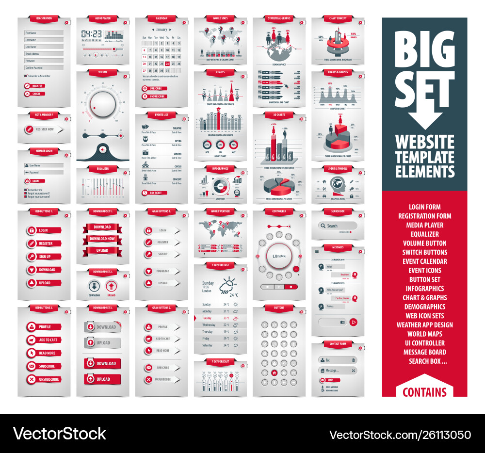 Big set website template elements Royalty Free Vector Image