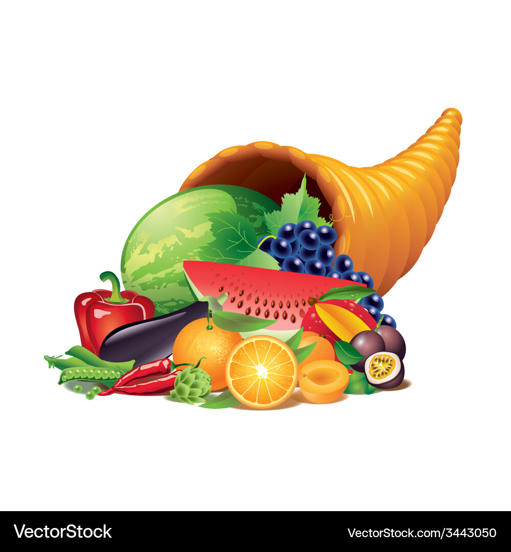 Colorful Abundance Cornucopia Royalty Free Vector Image