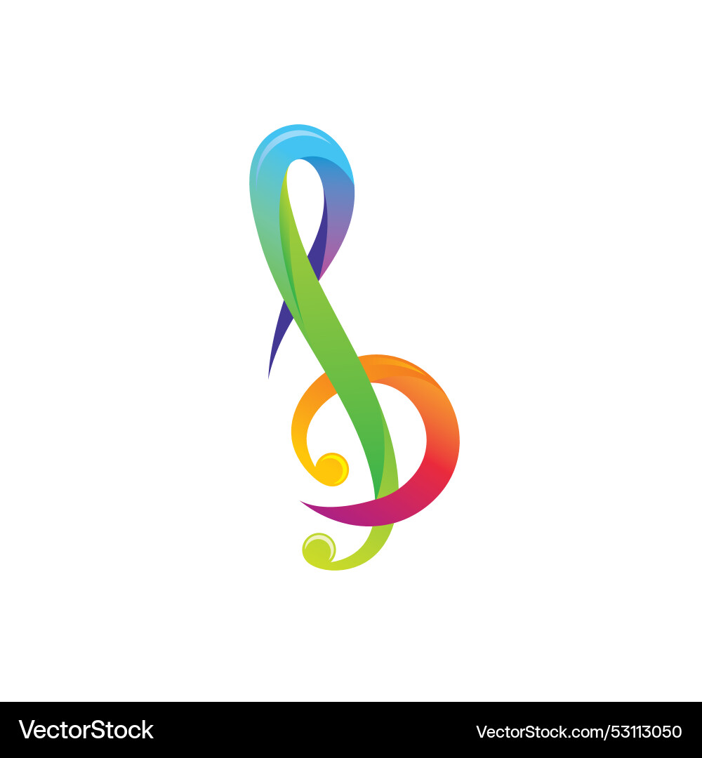 Colorful treble clef and quaver note icon Vector Image