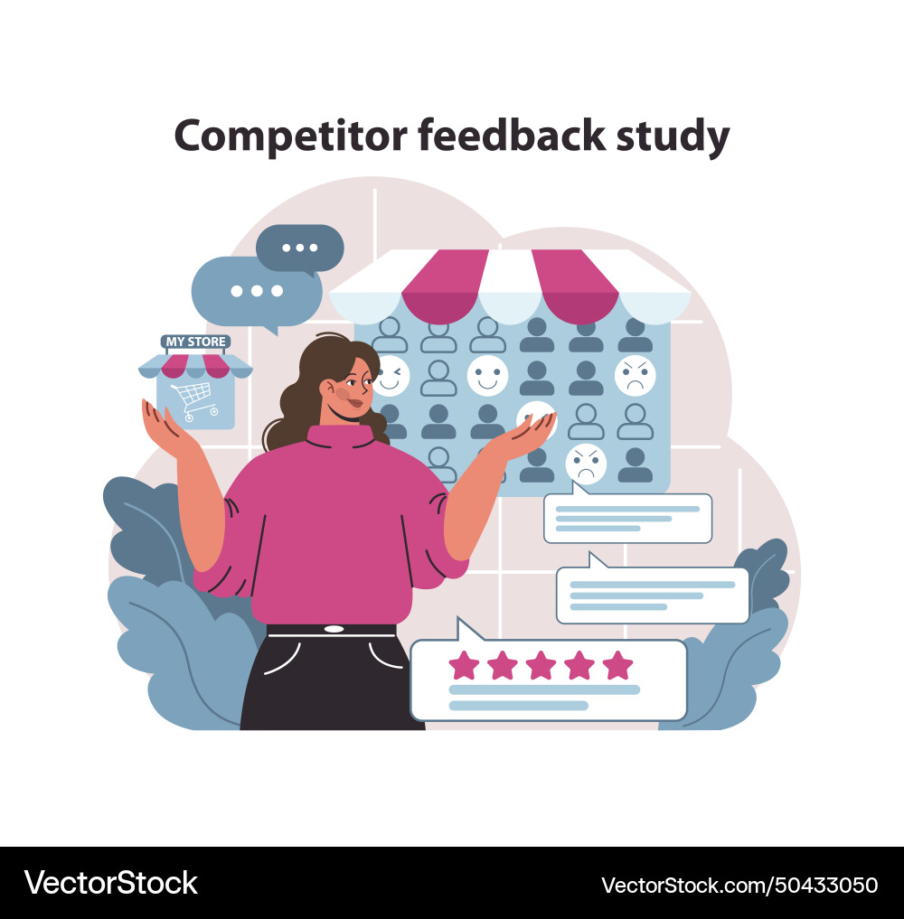 Competitor feedback study concept Royalty Free Vector Image