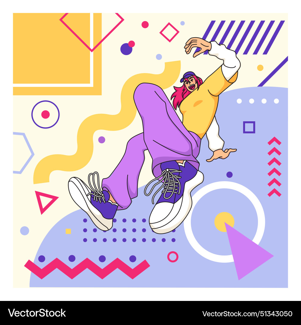 Creative geometric card cartoon young character Vector Image