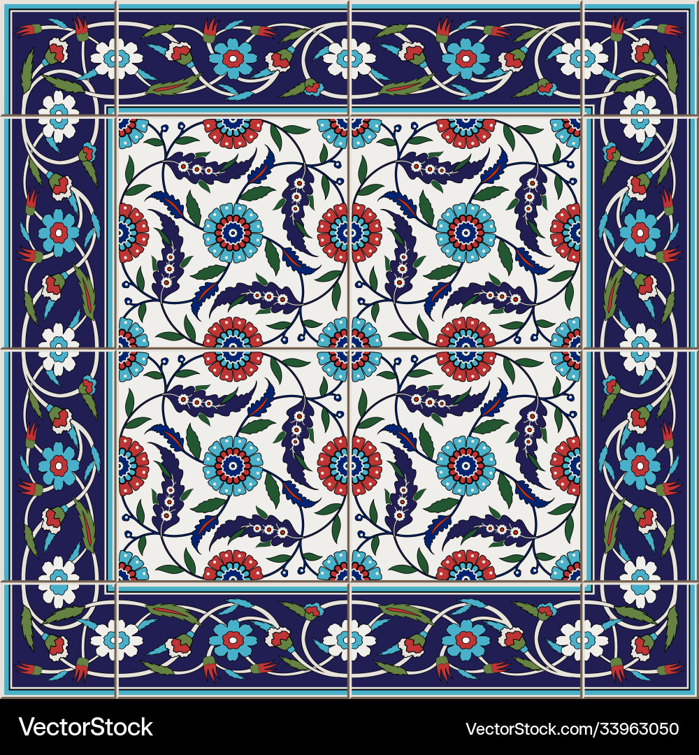 Gorgeous seamless pattern from tiles and border Vector Image