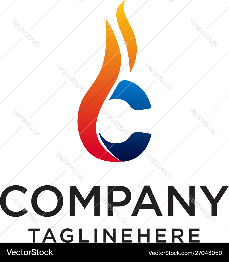 Initial letter c fire logo design company Vector Image