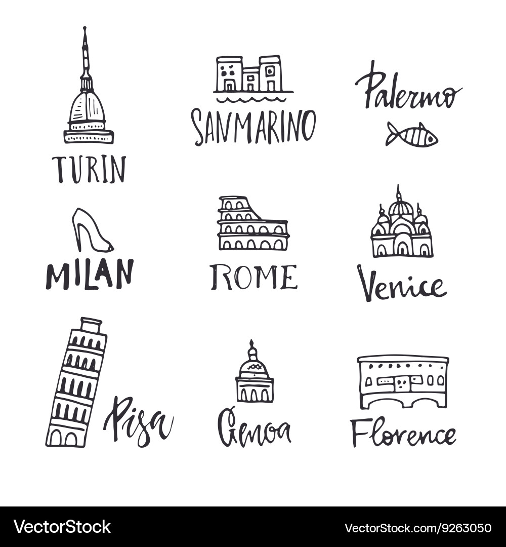 Italian symbols Royalty Free Vector Image - VectorStock