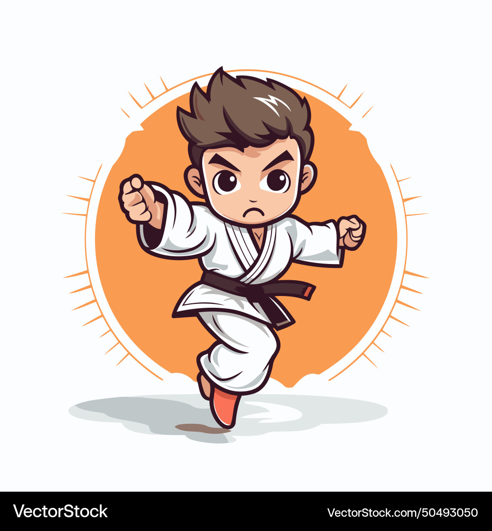 Karate boy cartoon character Royalty Free Vector Image