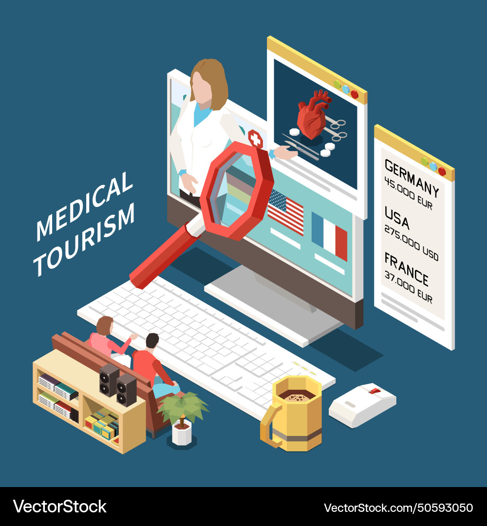 Medical tourism composition Royalty Free Vector Image