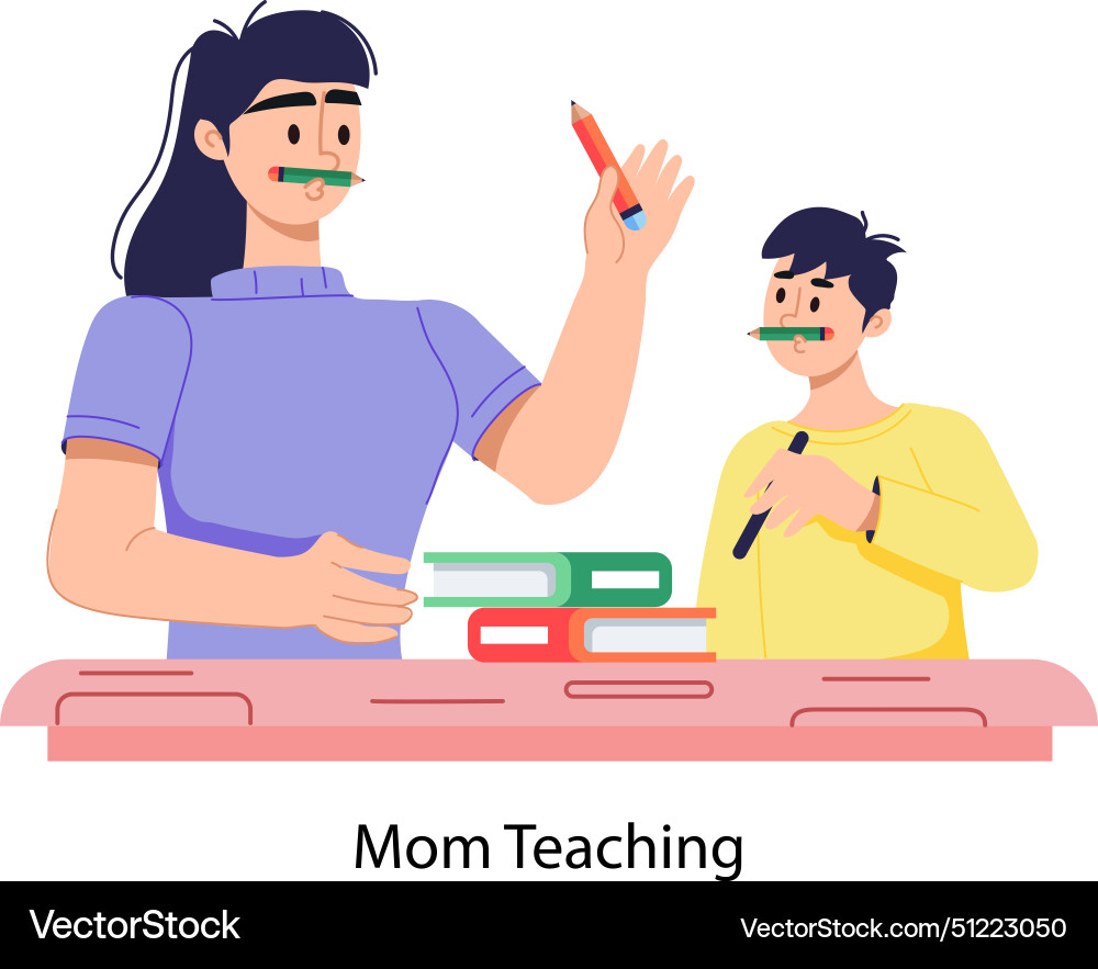 Mom teaching Royalty Free Vector Image - VectorStock
