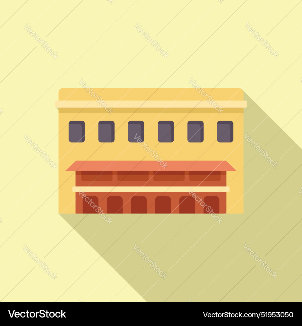 Old city hall building facade with arches Vector Image