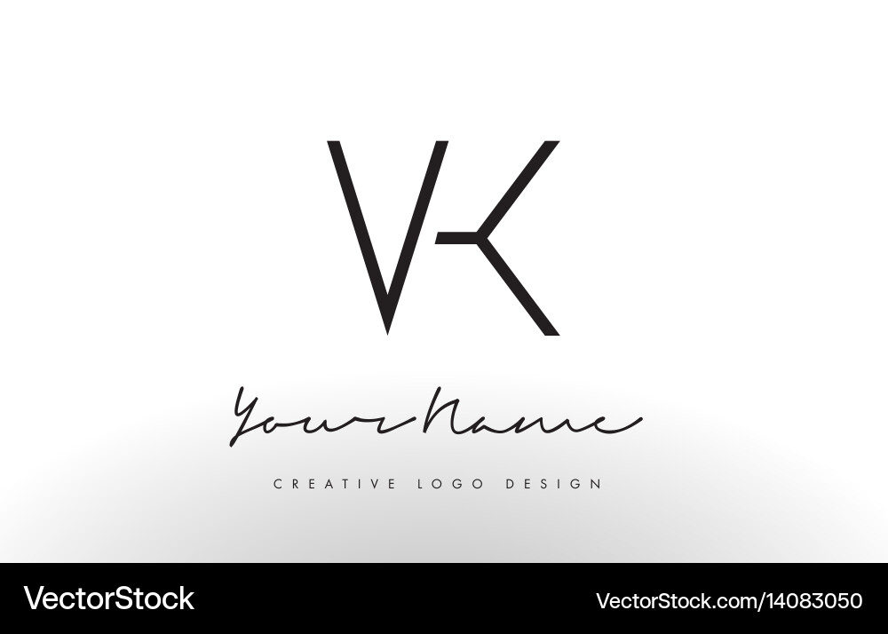 Vk letters logo design slim creative simple black Vector Image