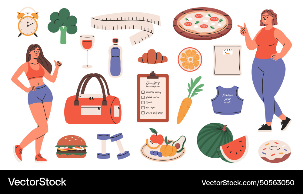Weight loss set Royalty Free Vector Image - VectorStock