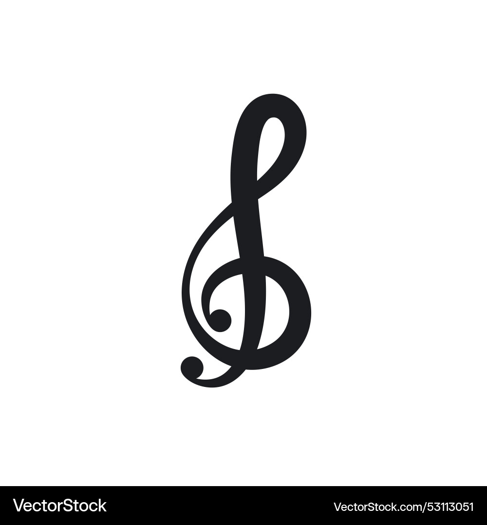 Black treble clef note icon for music and musical Vector Image