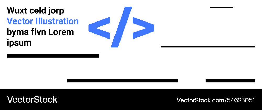 Blue html code tag with black text and lines for Vector Image