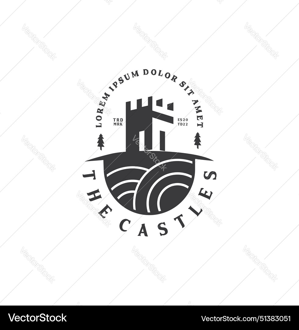 Castle logo template building design black Vector Image