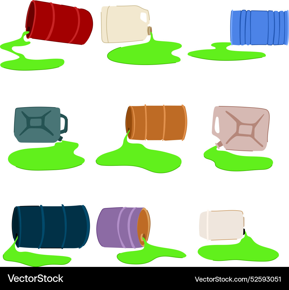 Chemical spill set cartoon Royalty Free Vector Image
