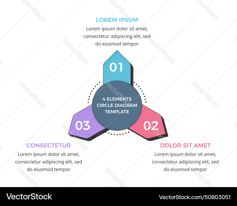 Circle diagram template - three elements Vector Image