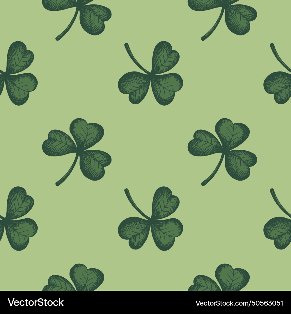 Clovers Saint Patricks Day Seamless Pattern Vector Image