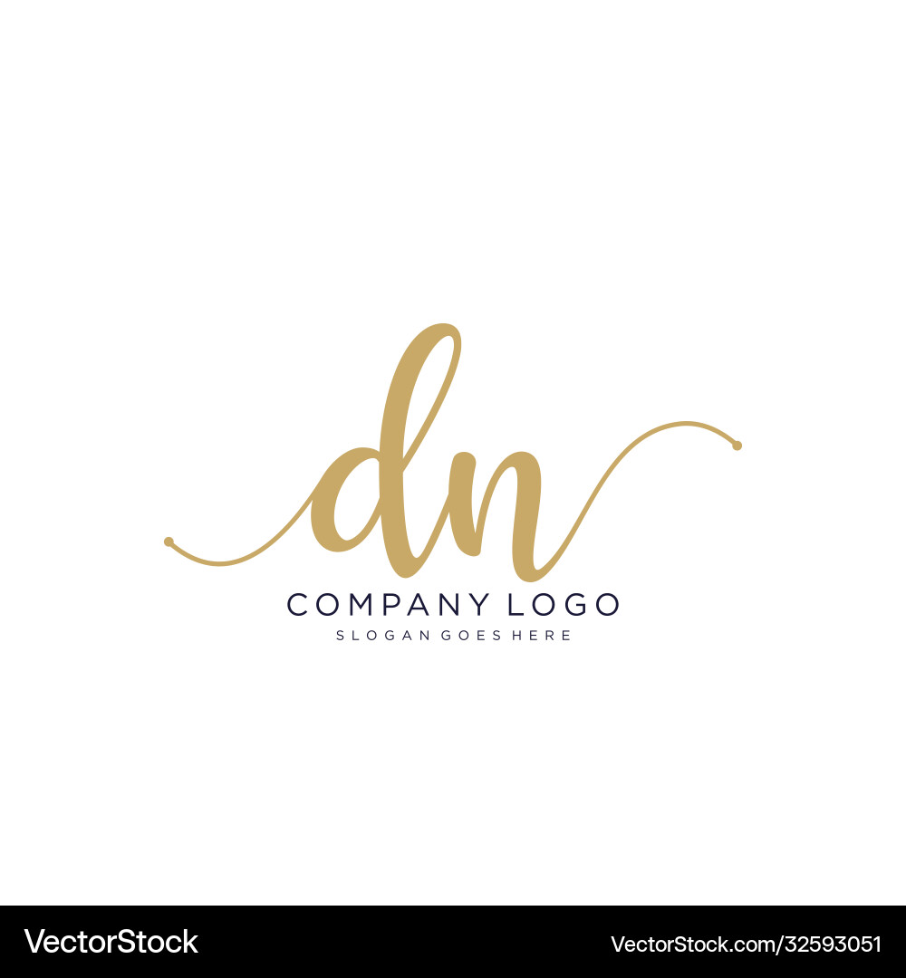 Dn initial handwriting logo design Royalty Free Vector Image
