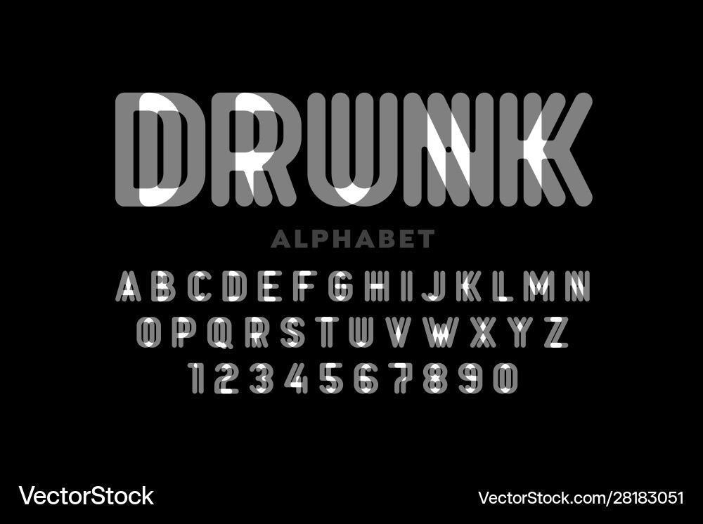 Drunk style font design alphabet letters Vector Image