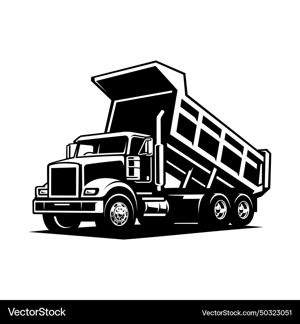 Dump truck monochrome Royalty Free Vector Image